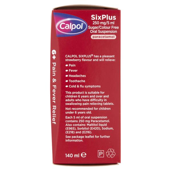 Calpol Six Plus Sugar Free 140Ml – Crowley’s Pharmacy