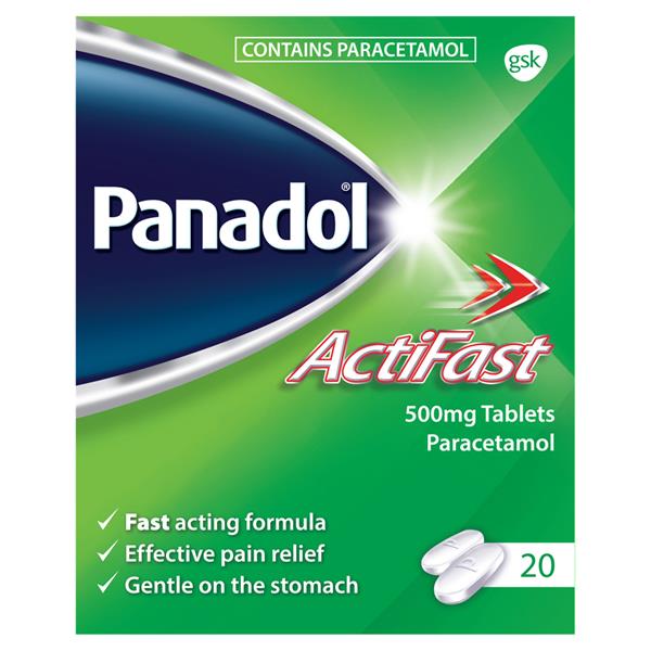 Panadol Actifast 20 Tabs – Crowley’s Pharmacy